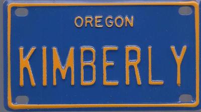 KIMBERLY Blue Oregon - Mini License Plate - Name Tag - Bicycle Plate ...