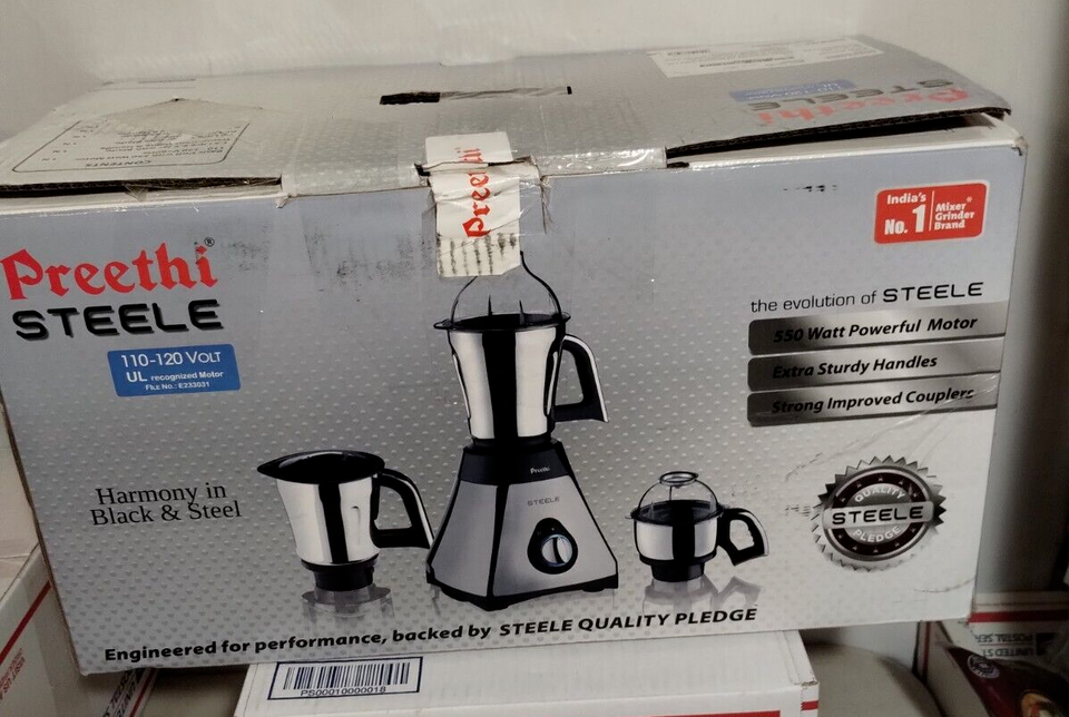 PREETHI STEELE 3 JAR MIXER GRINDER 550 WATT POWERFUL MOTOR B12 | eBay