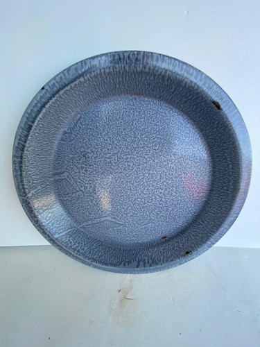 ESTATE FIND: Graniteware 10" Pie Tin Dinner Plate; Nice Example in EXC ...