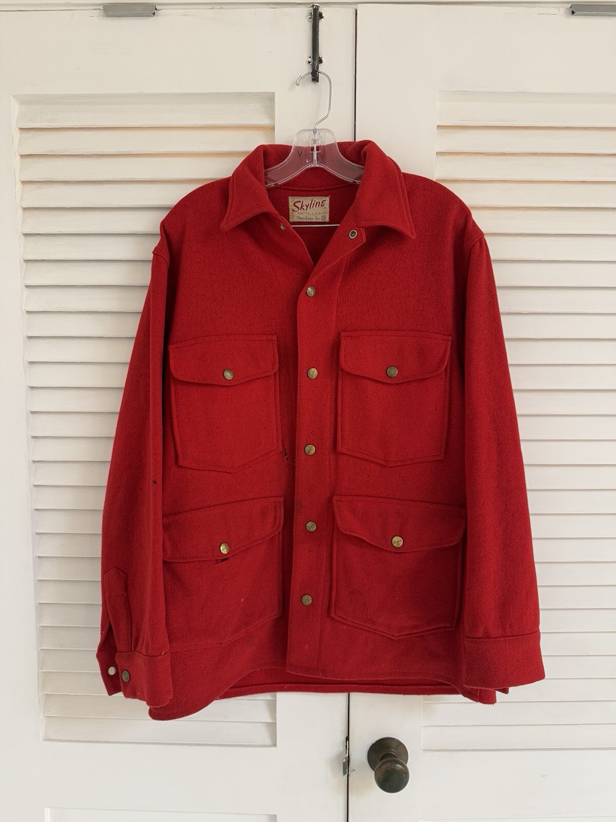 Vintage Skyline Seattle Mens Red Wool Jacket Cruiser … - Gem