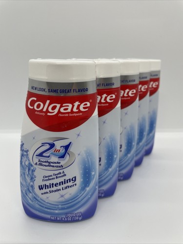 5x Colgate Whitening 2in1 Toothpaste & Mouthwash 4.6oz Liquid Gel 1/25 ...
