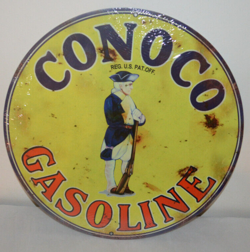 Conoco Gasoline - Reproduction Metal Sign/Wall Art Round 14" | eBay