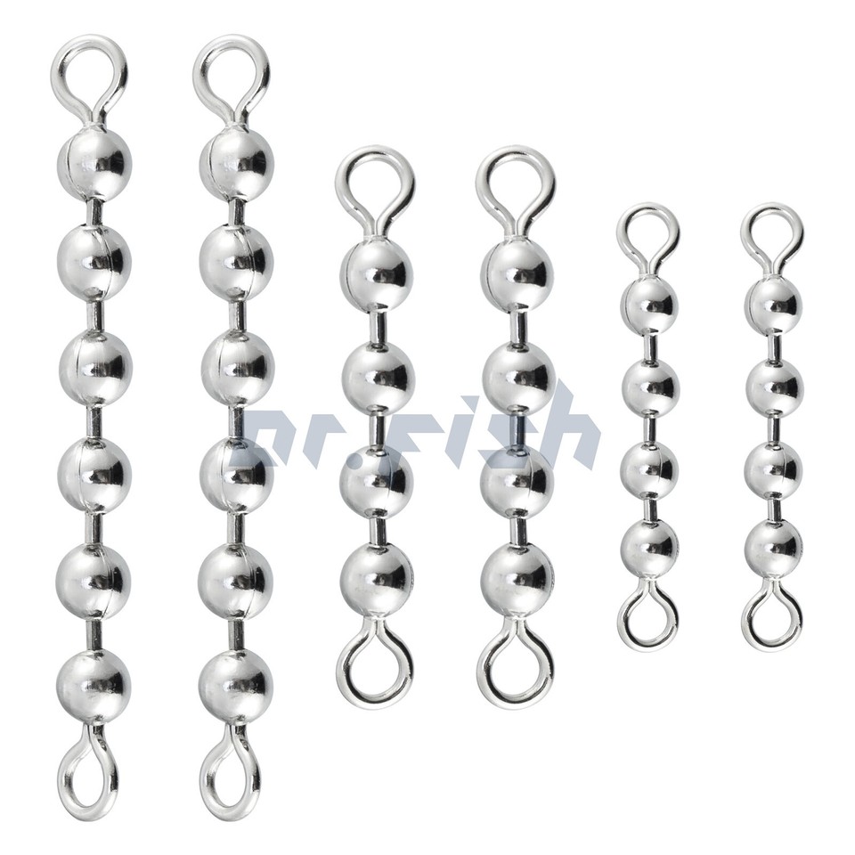 20/40pcs Stainless Steel Fishing Bead Chain Swivels 4-6 Balls 100lb ...