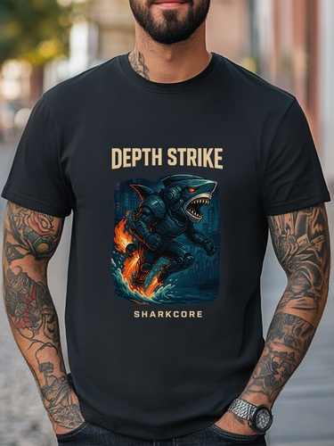Depth Strike Sharkcore Cyber Shark Warrior Graphic Futuristic Unisex ...