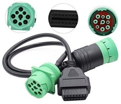 9 Pin to OBD2 Interface Truck Y-j1939 obd2 Cable Adapter OBDII Y ...