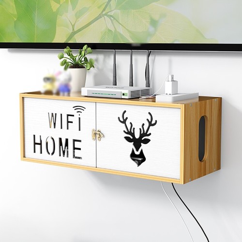 NEW Wifi Router Storage Box Wooden TV Cabinet Wall Storage Shelf Box ...