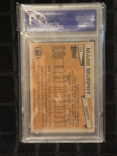 1981 Topps #104 Mark Murphy Rookie RC PSA 9 Redskins Super Bowl All Pro ...