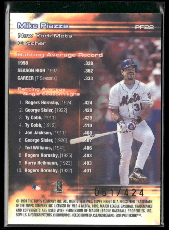 1999 Finest #PF22 Mike Piazza Prominent Figures #/424 | eBay