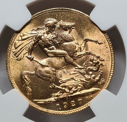 SOUTH AFRICA Britain GOLD 1 Sovereign 1927 NGC MS 64 UNC St. George V ...