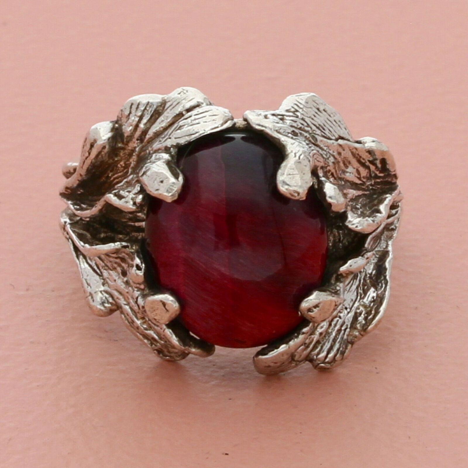 sterling silver artisan crafted deep red tigers eye c… - Gem