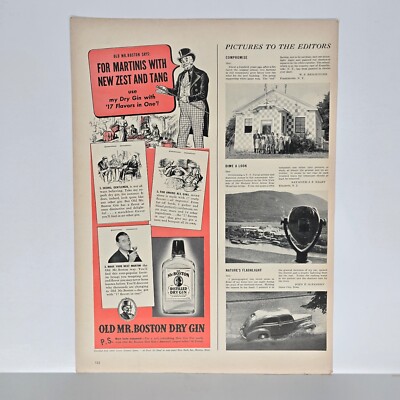 1940 Old Mr Boston Dry Gin Vintage Ad Alcohol Cocktail Martini Zest ...