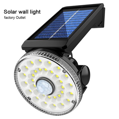 32 LED Super Bright Solar Wall Lamp 3 Head Motion Sensor 3-5 Meters ...