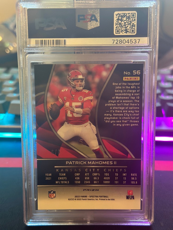 2022 Panini Spectra Patrick Mahomes Neon Splatter Prizm #6/8 PSA 9 SSP ...
