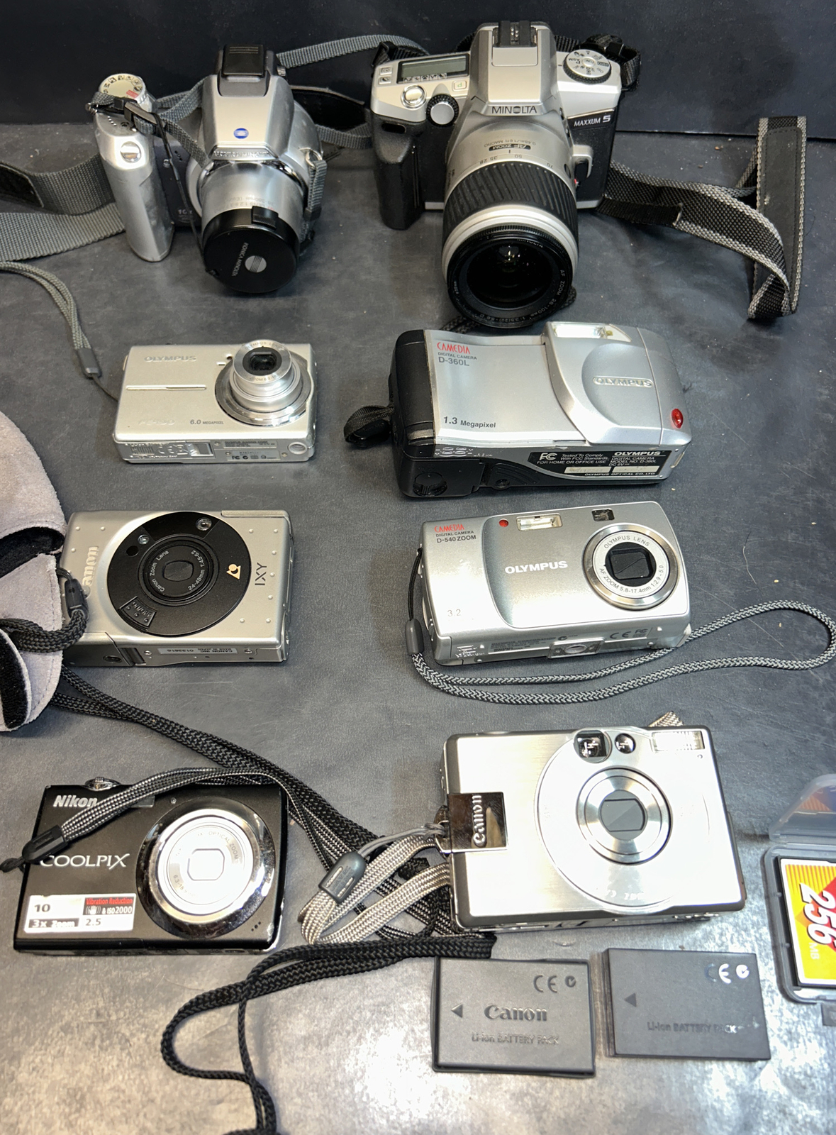 Digital Camera Lot Of 8 Olympus Cannon Nikon Konica Minolta Cameras ...