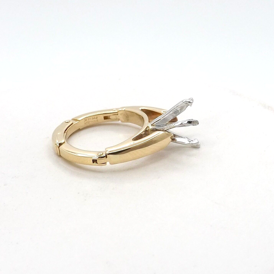 Finger Fit Shank 14k Gold Engagement Ring Mounting Setting High Top sz3 ...