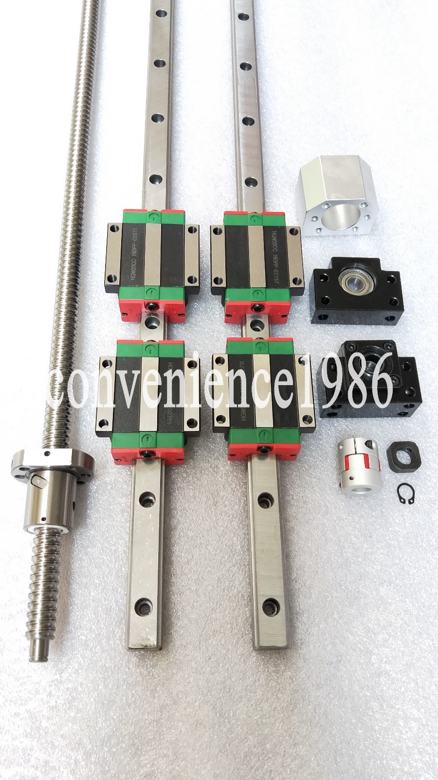 HGR25-1200mm Linear rail & HGW25CC &RM2505-1200mm Ballscrew&BF20/BK20 ...