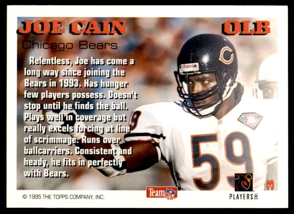 1995 Topps Hit List Joe Cain Chicago Bears #3 | eBay