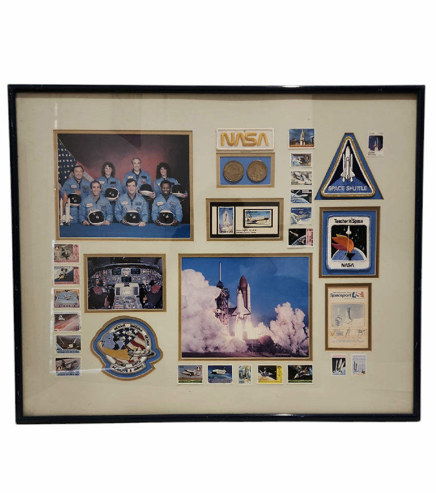 NASA Space Shuttle Challenger Tribute Display w/ Stamps, Medallions ...