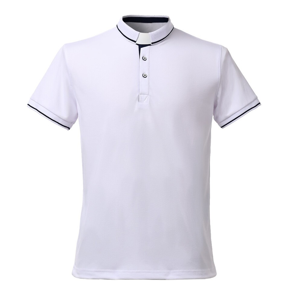 Men Clergy Shirt Clerical Priest Vicar POLO Shirt Tab Collar Pastor ...