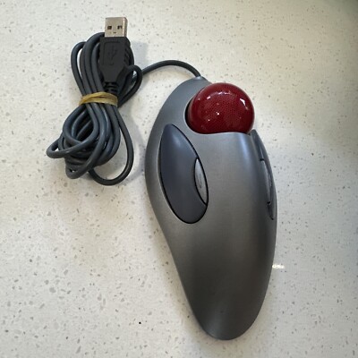 Logitech T-BC21 PC Mouse Trackman Trackball Red Marble Ergonomic ...