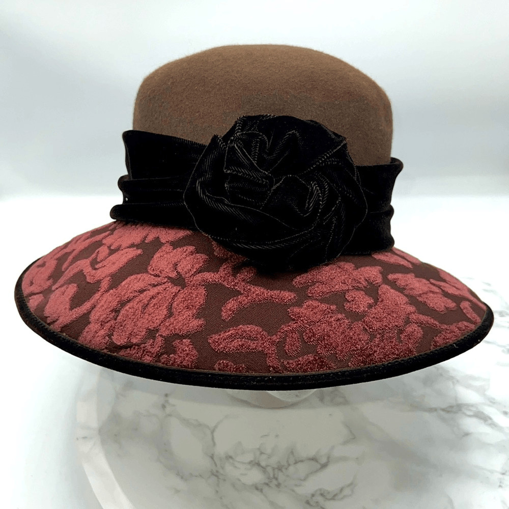 PLAZA SUITE BY BETMAR Vintage Brown and Maroon Felted… - Gem
