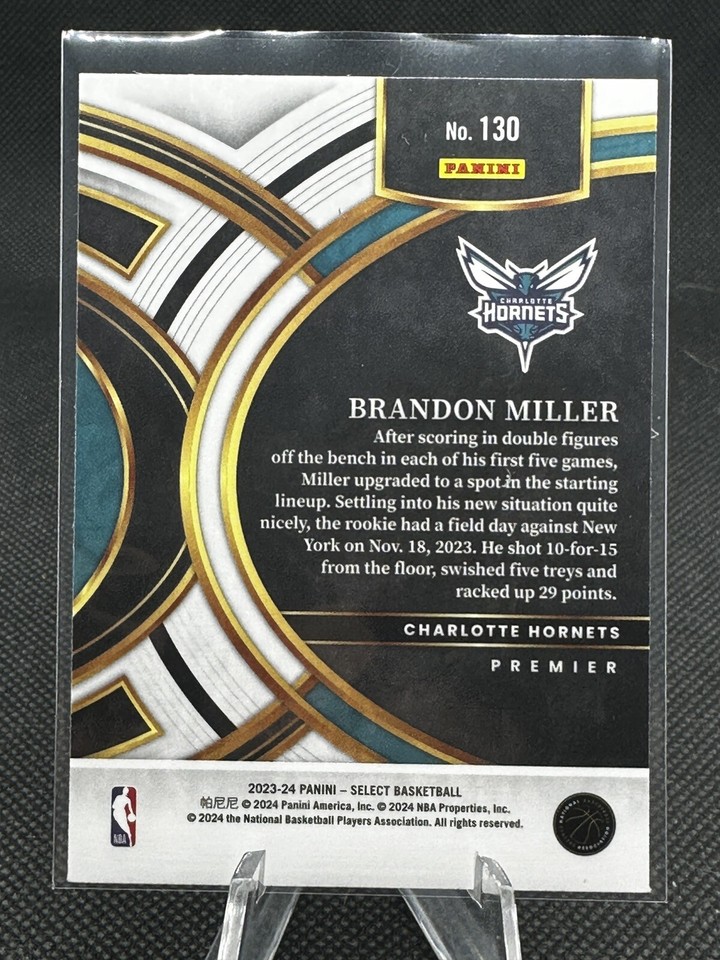 2023-24 Select Basketball Brandon Miller Premier Rookie Card | eBay