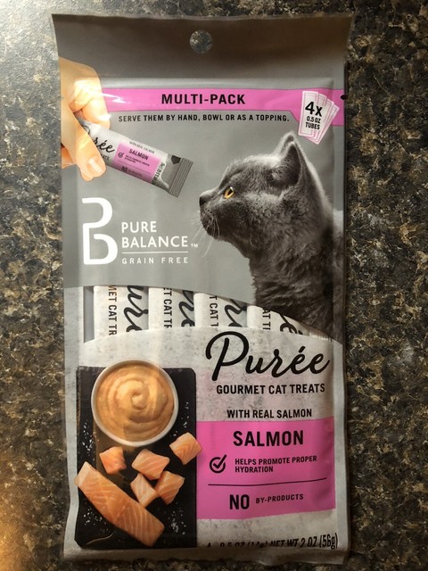 Pure Balance Lickable Squeeze Salmon Cat Puree Treats 2 Pouches 4 Tubes ...