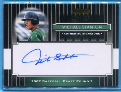 GIANCARLO MIKE STANTON ~ 2008 Razor Rookie Black Autograph #197 AUTO ...