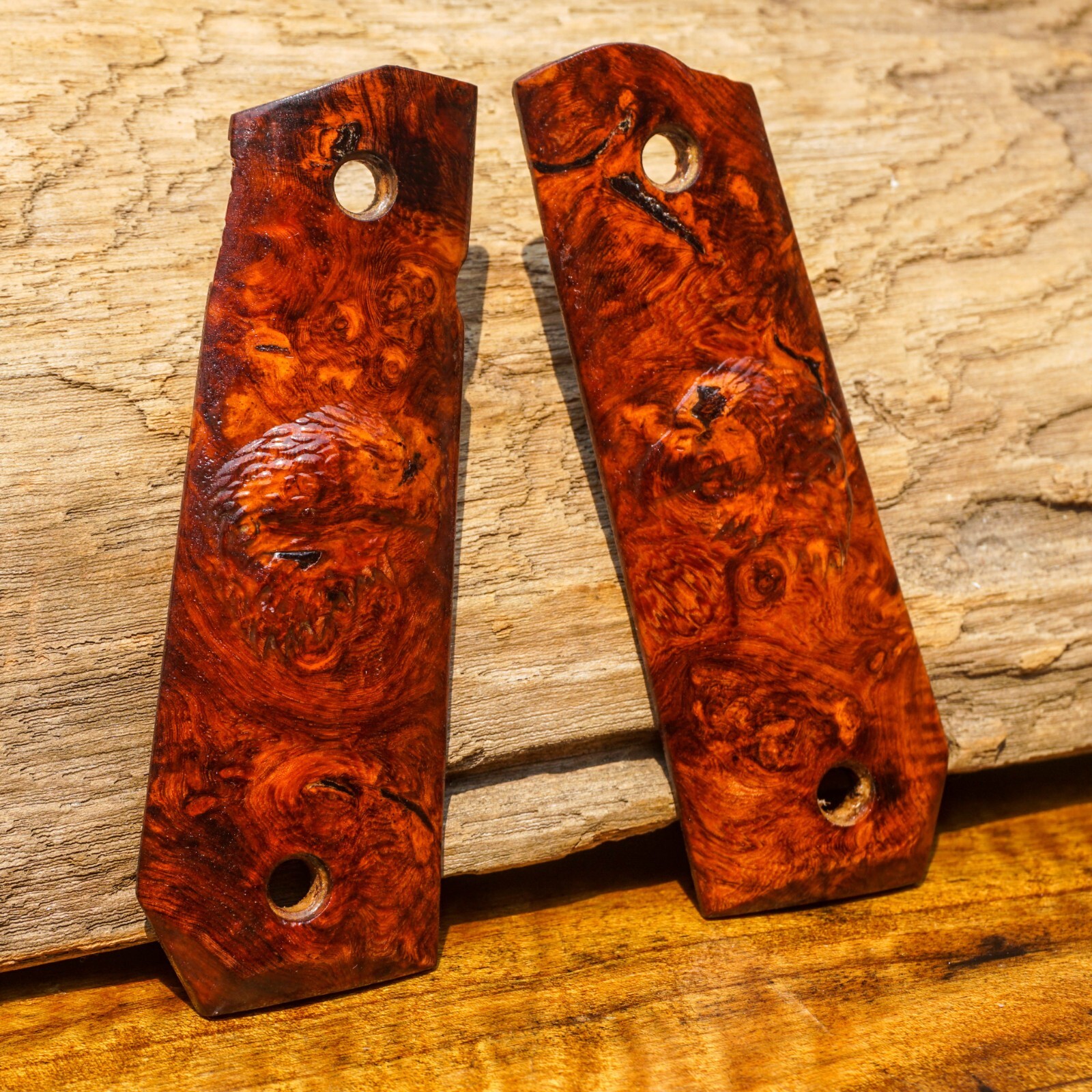 Ed Brown 1911 Bobtail Custom Made Amboyna Burl Exotic Wood Lumber Grips ...