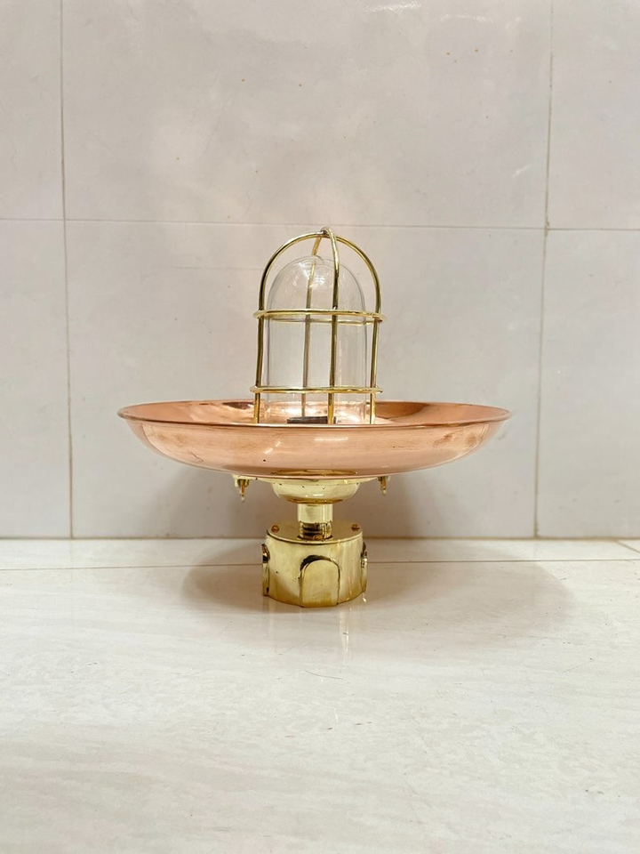 Home Wall/Ceiling Marine Brass Bulkhead Light w/ Copper Shade ...