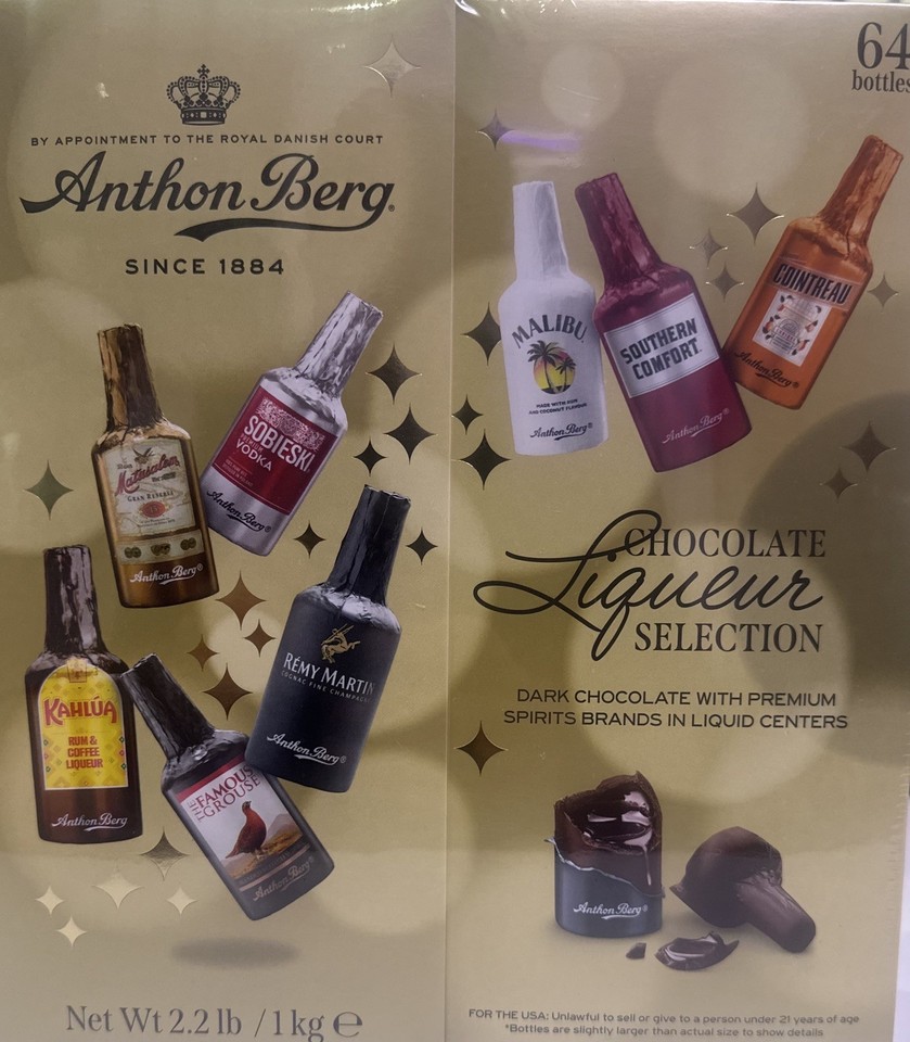 Anthon Berg Dark Chocolate Liqueurs 64 BOTTLES Gift Box Christmas ...