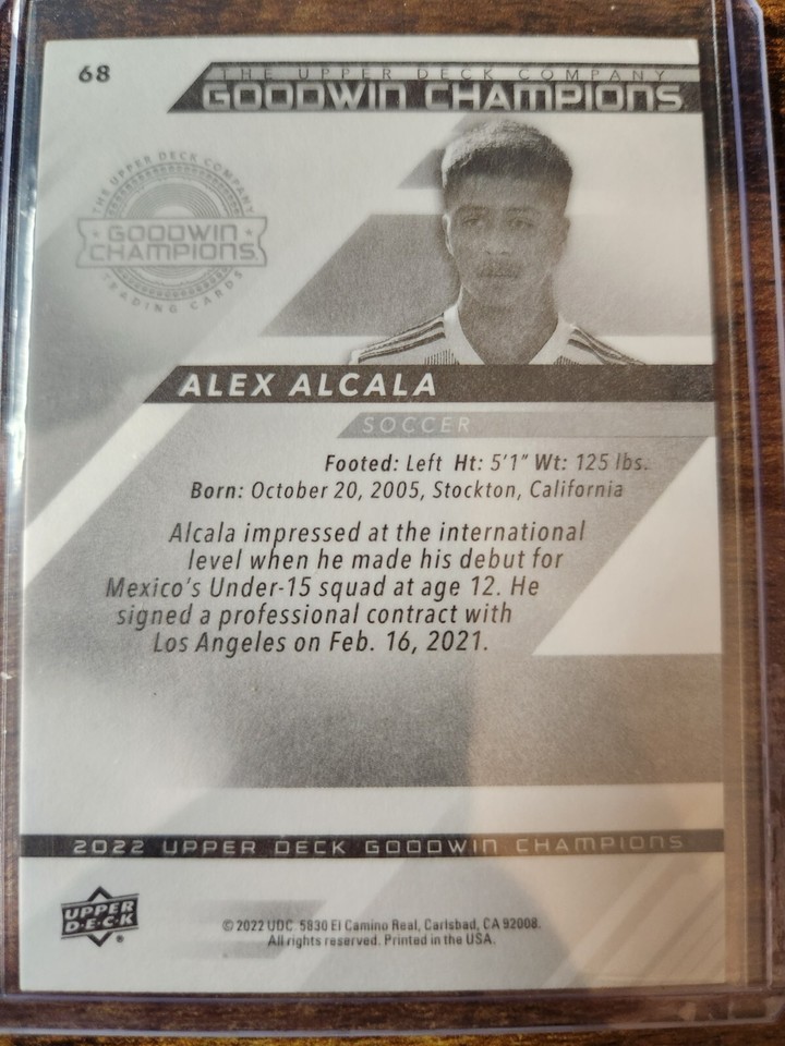 2022 UD Goodwin Champions Alex Alcala #68 Soccer LA Galaxy | eBay