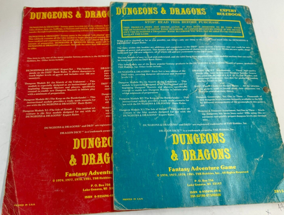 Set of 2 TSR Dungeons & Dragons Basic Rules & Expert Rules 1981 1st ...