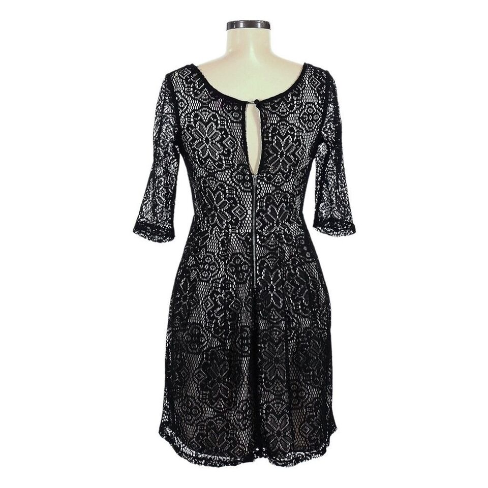 Betsey Johnson Black Lace Overlay Fit & Flare Mini Dress Size 6 | eBay