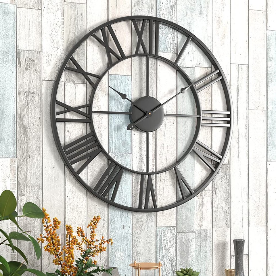 30 inch Large Metal Wall Clock, Industrial Indoor Outdoor Waterproof ...
