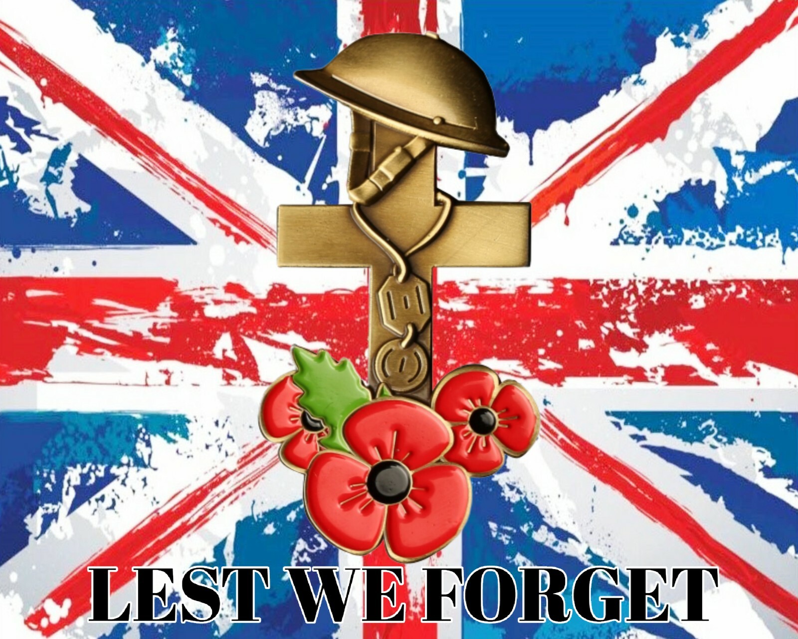 LEST WE FORGET UNION JACK FLAG POPPY REMEMBRANCE DAY METAL PLAQUE TIN ...