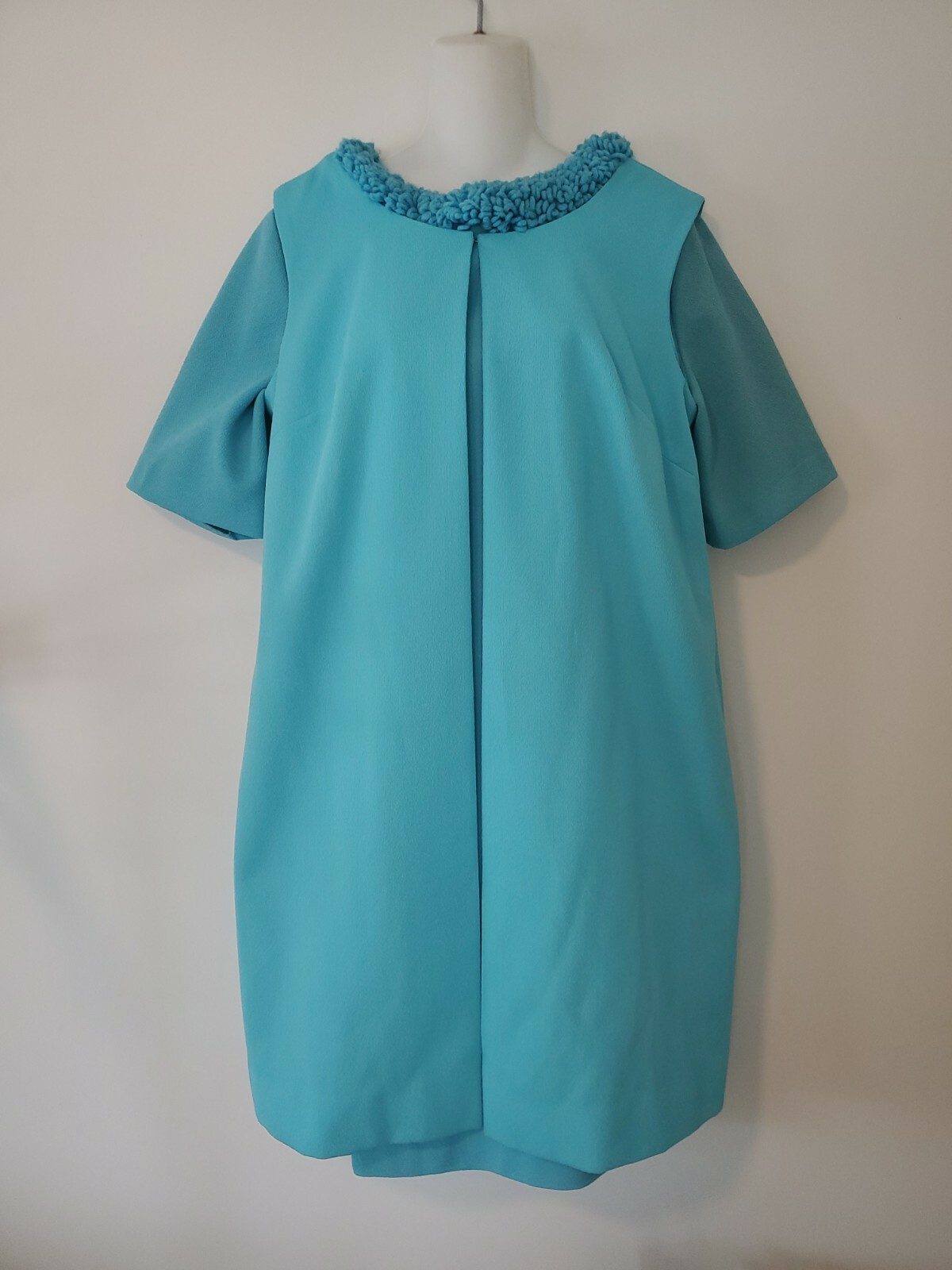 Vtg Edith Flagg Mod Dress Blue Sheath SS Collar 2 Piece 60's Size ...