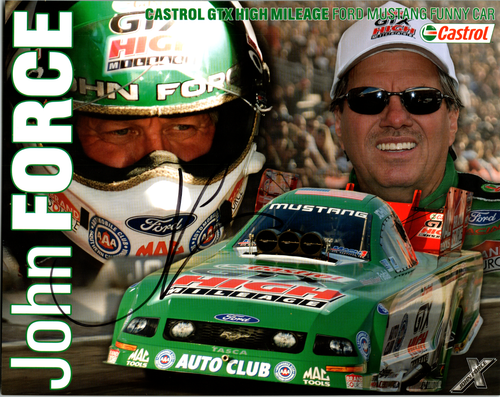 John Force Hand Signed 10X8 Cardstock 2007 NHRA High Mileage Ford ...