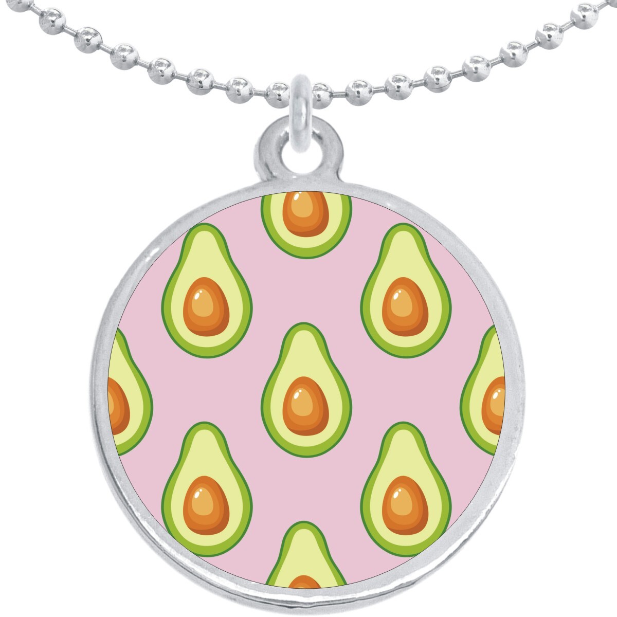 Avocados Pink Background Round Pendant Necklace Beautiful Fashion ...