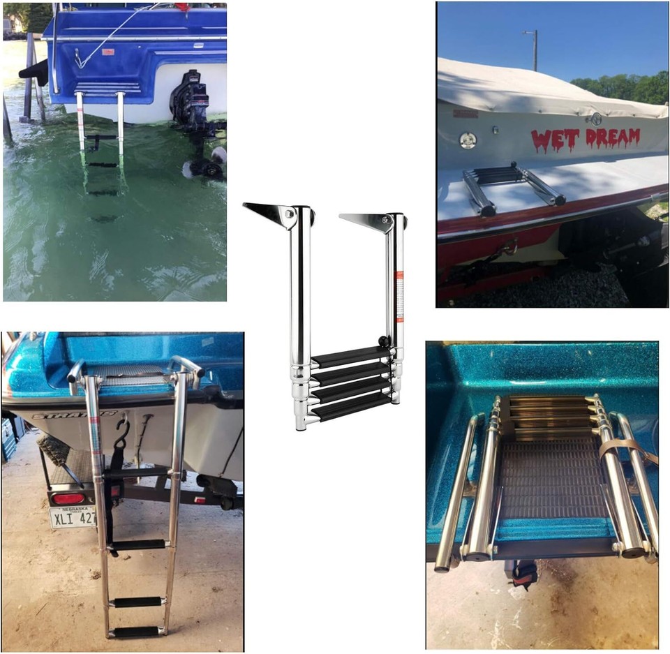 4 Step Boat Ladder Stainless Telescoping Ladder Swim Step 900 Pound ...