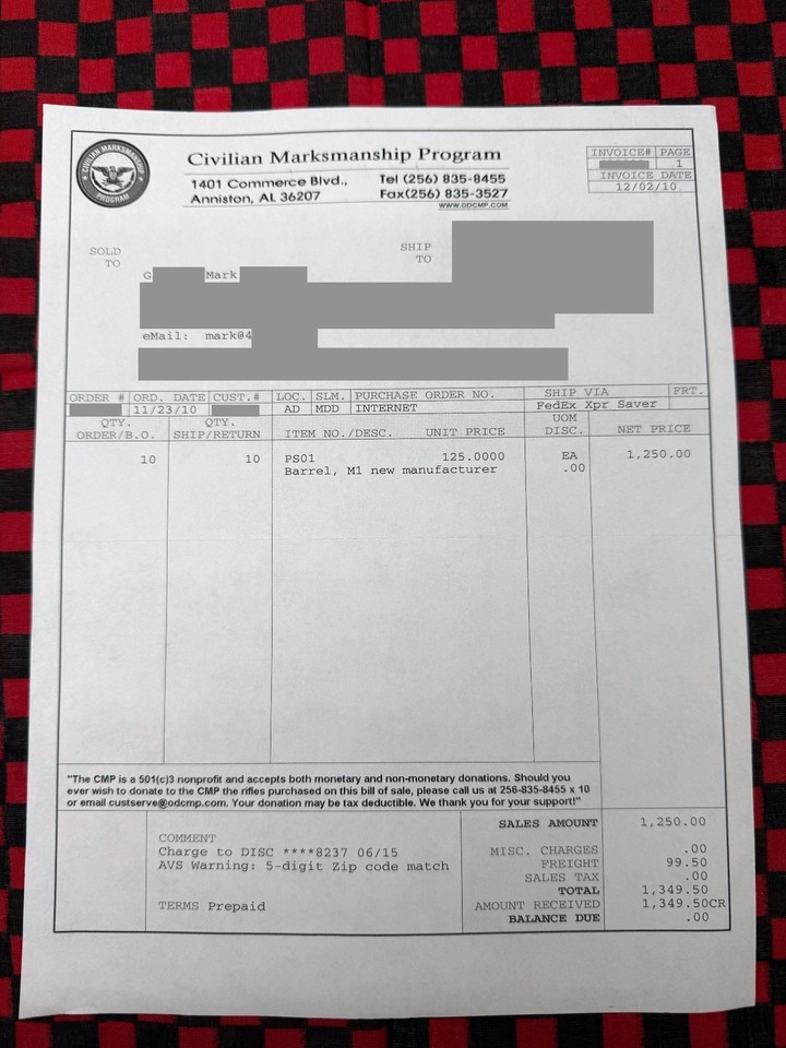 NIW NOS USGI Springfield Armory SA 3-52 M1 Garand Barrel – New In Wrap ...