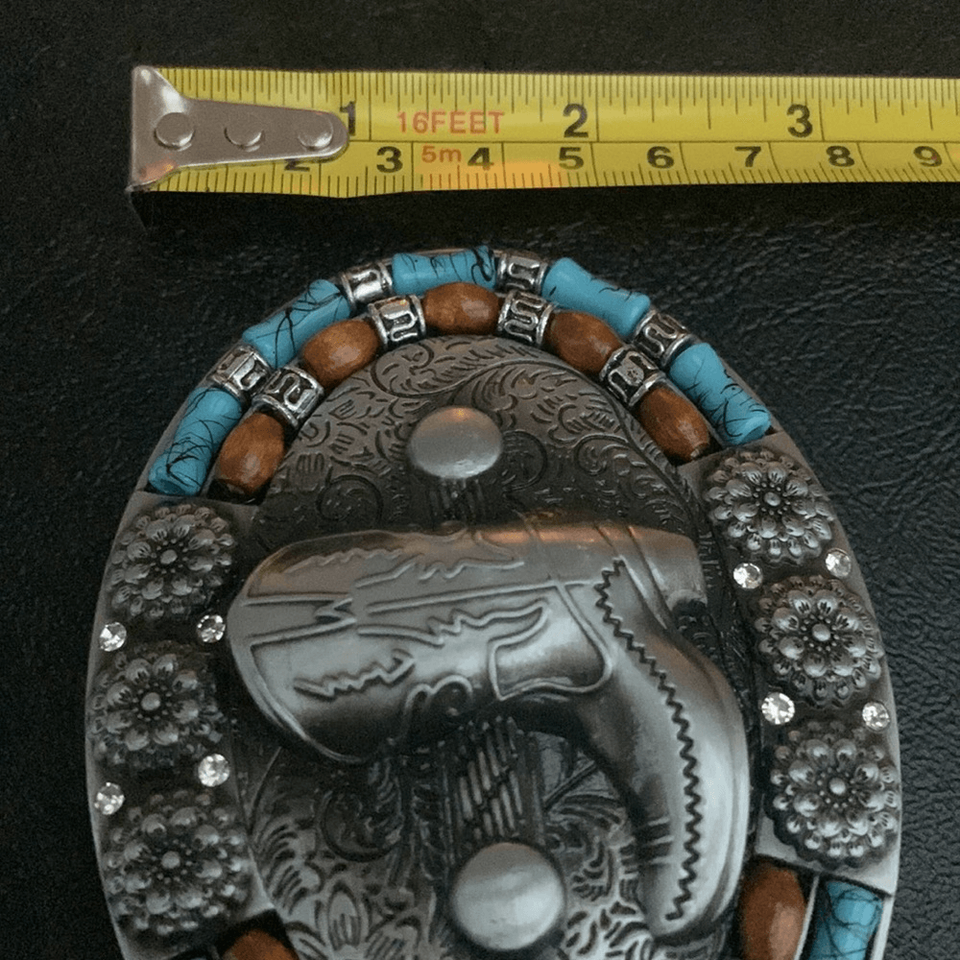 Western Cowgirl Boot Belt Buckle Antiqued Silver Finish with Faux ...