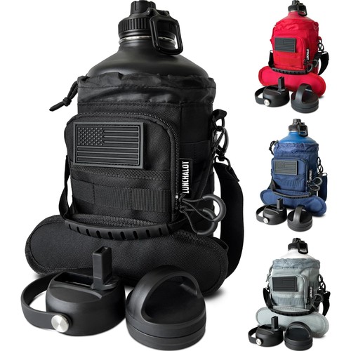 1 Gallon Water Bottle Jug - 128 Oz Insulated Stainless Steel Metal ...