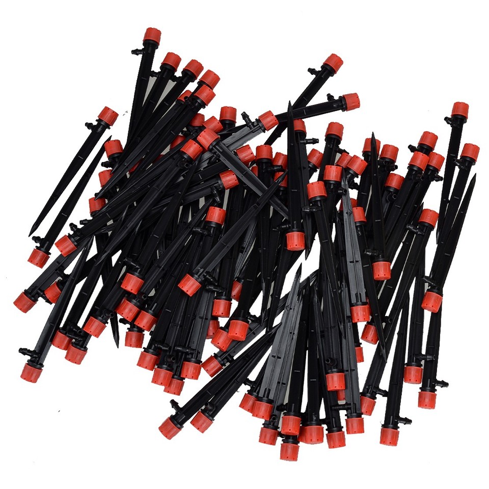 100pcs Adjustable Water Flow Irrigation Drippers On Stake Emitter Drip ...