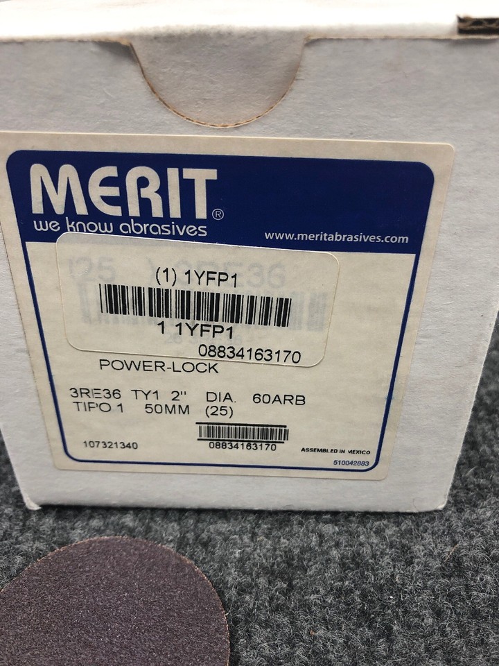 Box of 25 MERIT 2” Power-Lock Sanding Disk 60 Grit Model 3RE36 | eBay