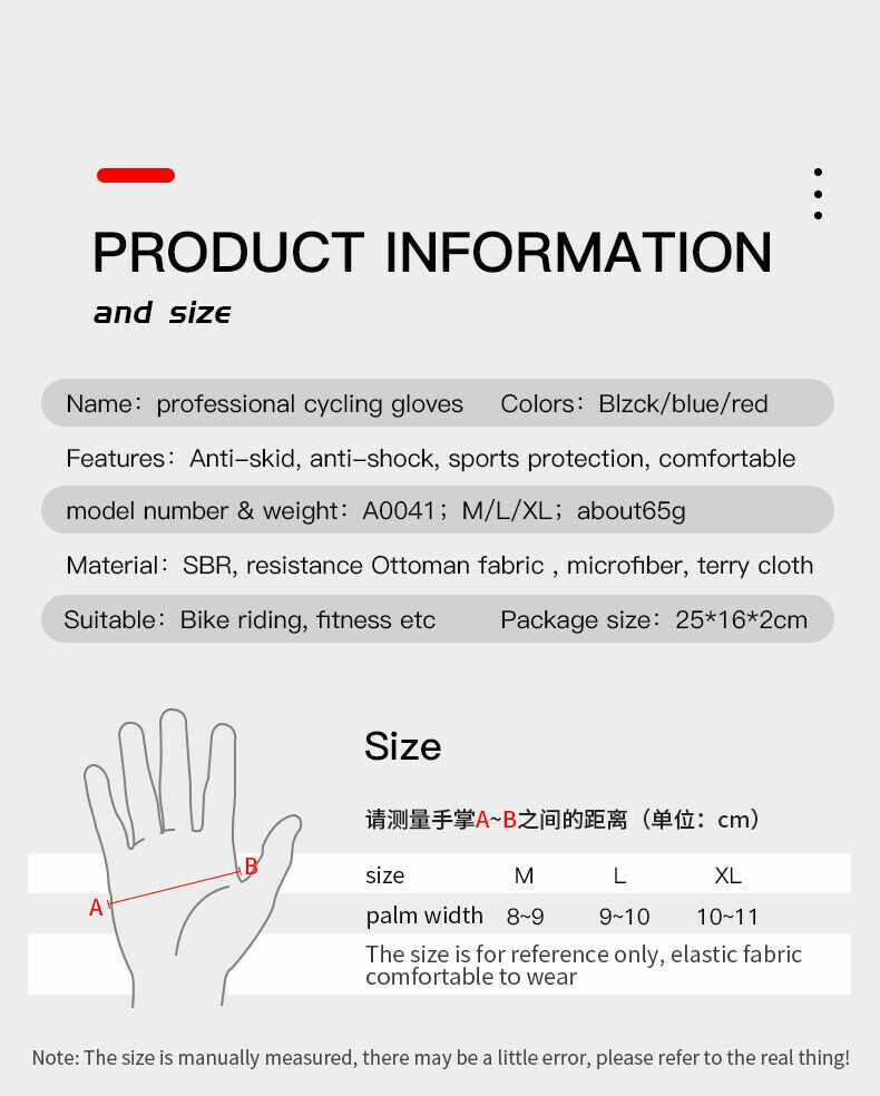 1/2Pair Men Cycling Bike Gel Pad Gloves Full Finger MTB Mountain ...