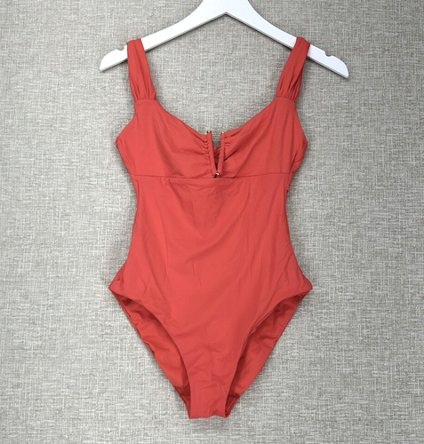 BECCA by Rebecca Virtue Viviana V-Front Swimsuit Small Orange Tie Back ...