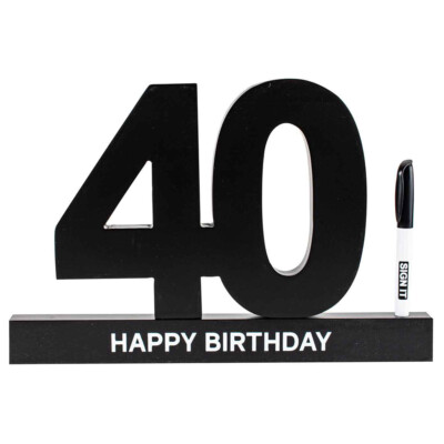40th Signature Block White Text Novelty Birthday Party Statue Decor ...