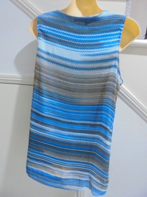 UNICA LABEL NWOT SIZE M 12 STUNNING BLUE BROWN PATTERN LINED TOP ...