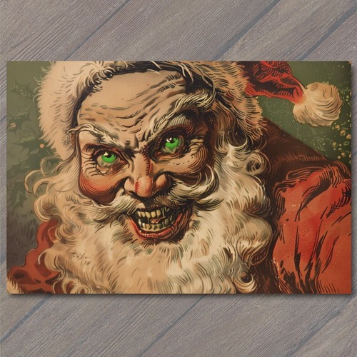 POSTCARD Evil Santa Christmas Nostalgic Weird Festive Scary Unusual ...